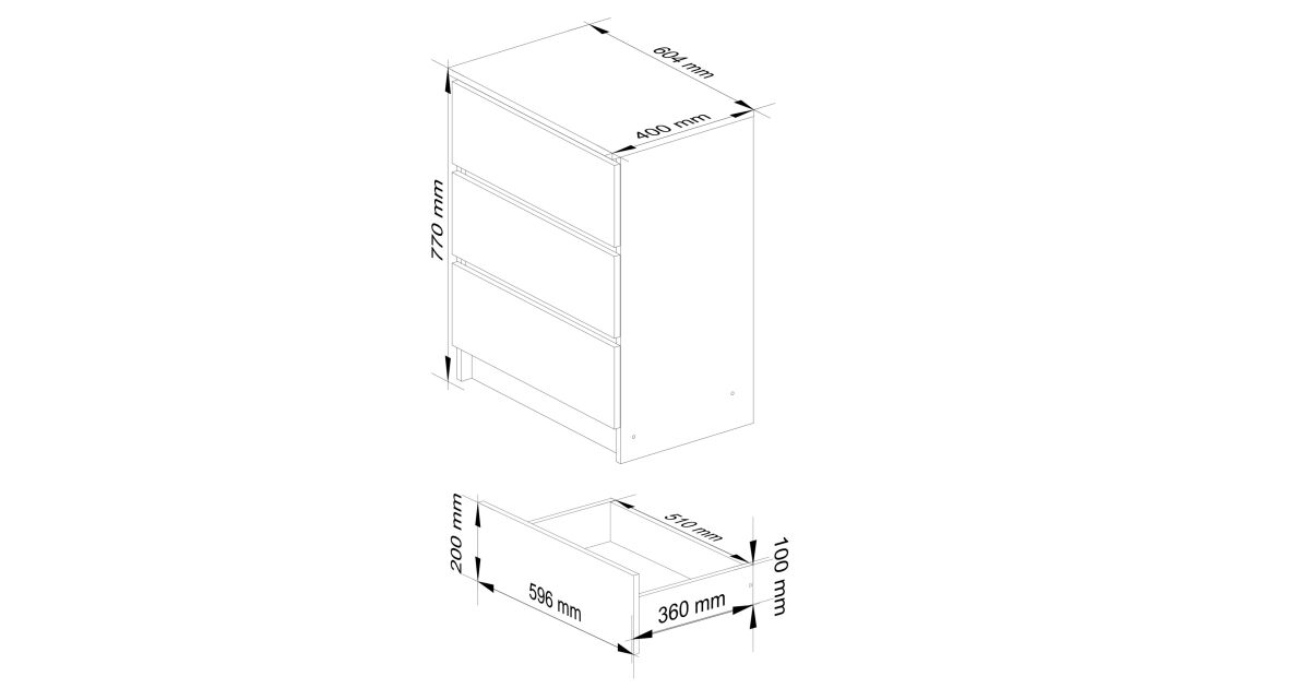 Akord Furniture Factory – CLP Álló Komód K60-3 Fiokos, Sonoma Tölgy ...