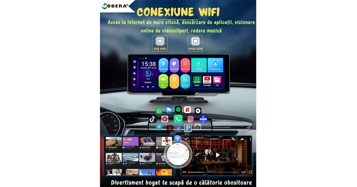 Sistem navigatie auto 10.26 inch goBERA®, Android 13, 8-Core, 4 GB RAM ...