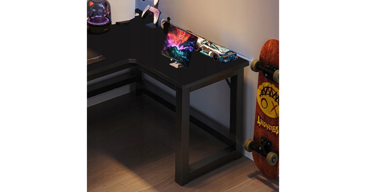 Masă de colț, gaming, masă pentru calculator, mare, modernă, neagră ...