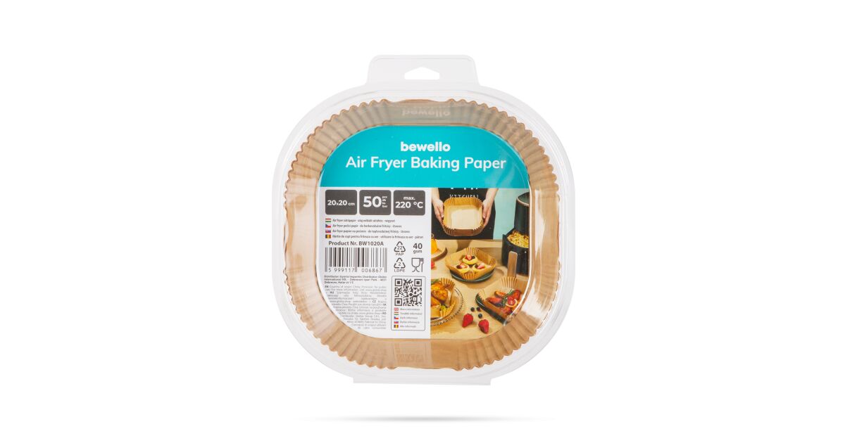 Bewello Air fryer sütőpapír, olaj nélküli sütőhöz, négyzet, 20*20 cm ...