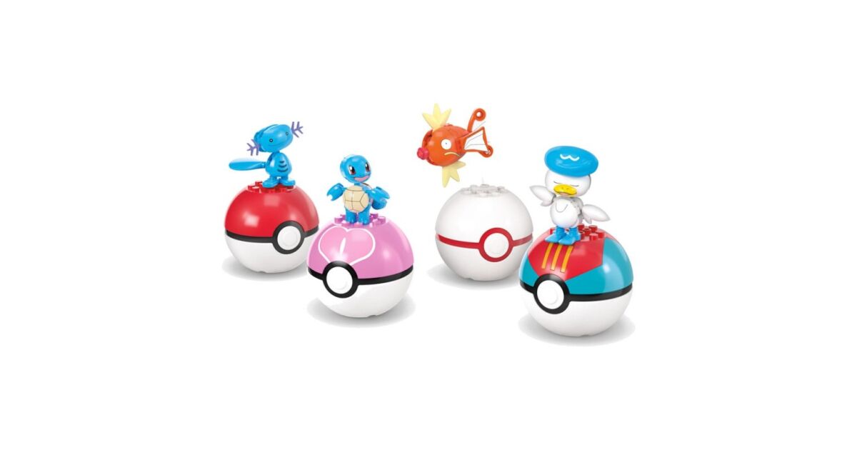 Pokémon MEGA Construction Set Water-Type Trainer Team Building Toy Kit ...