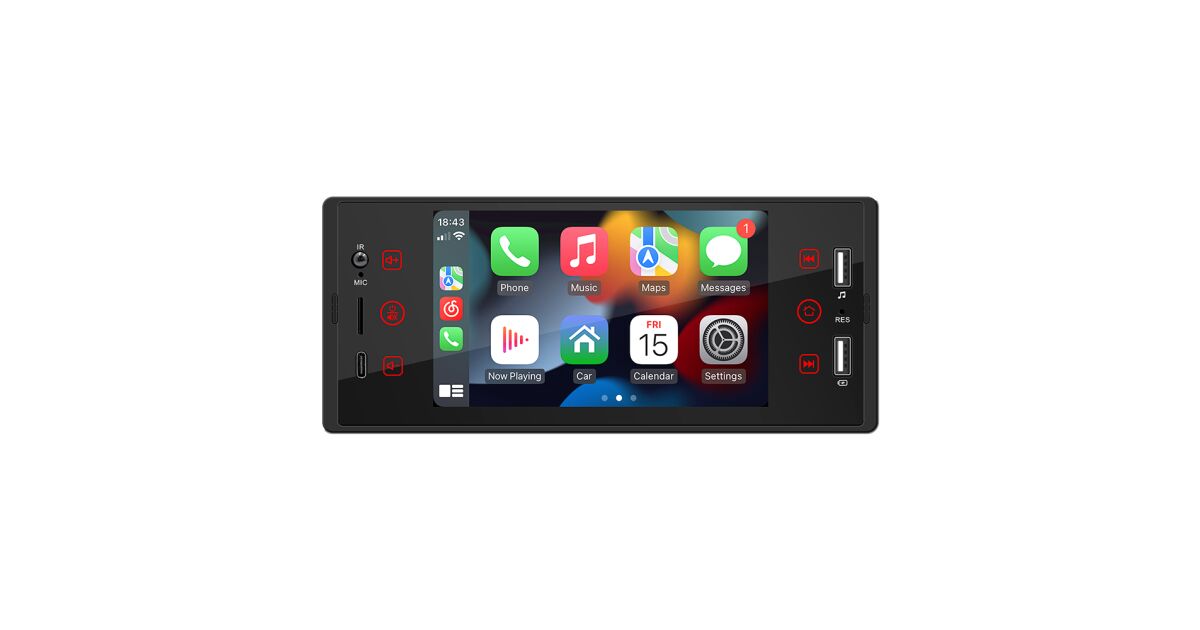 ILIKE 5 IPS képernyő vezetékes mirrorlink Carplay, Android Auto, 1 DIN ...
