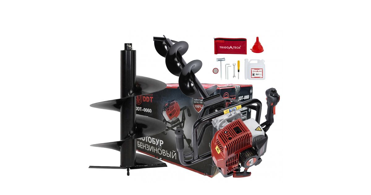 Motoros fúró/talajfúró DDT 6 Cp, 8000 rpm talajfúróval 300 x 800 mm ...