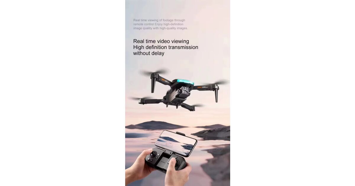 A88 Pro összecsukható drón, 2db professzionális 1080p kamerával, WiFi ...