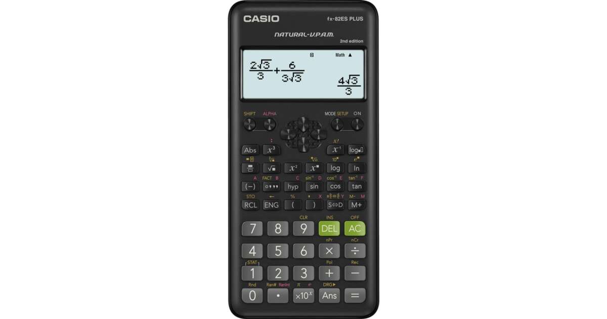 Casio FX82 ES Plus 2 Számológép tudományos, 252 funkciós, fekete ...