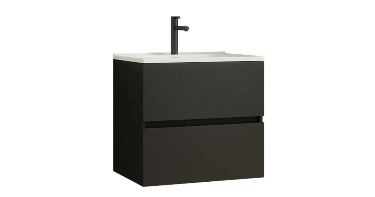 HD Aria Antracit 60 fali mosdószekrény fényes fehér slim mosdóval | Pepita.hu