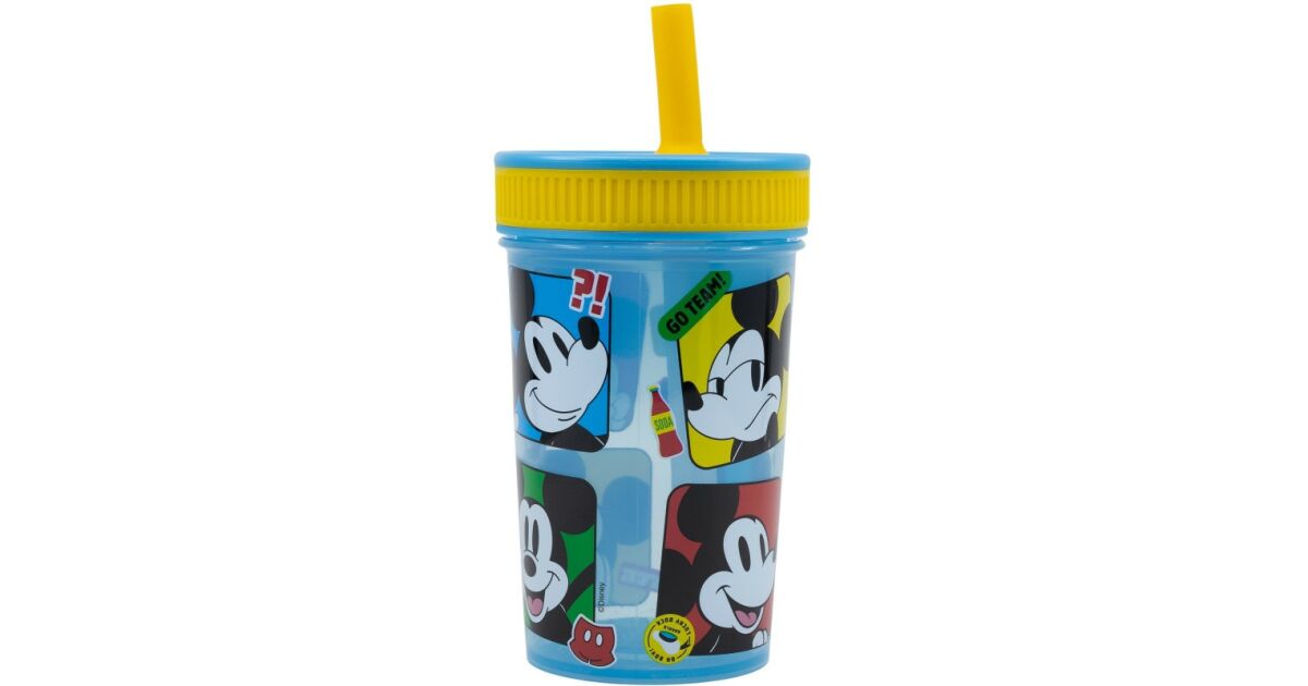 Ceasa din plastic Disney Mickey mouse, cu paie din silicon, etansa ...