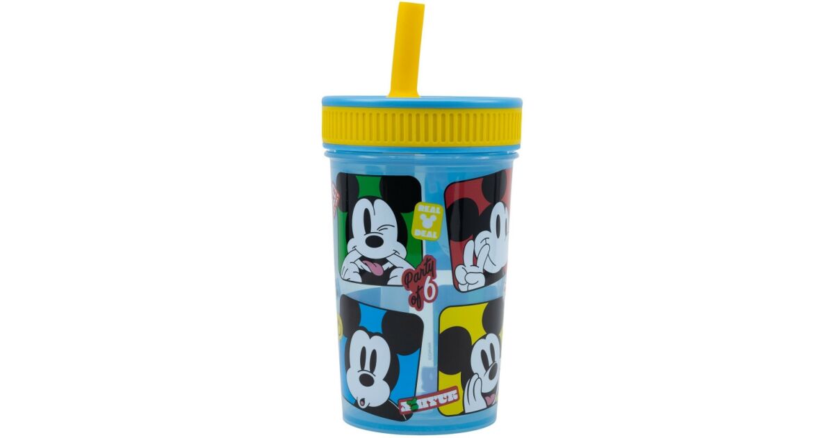 Ceasa din plastic Disney Mickey mouse, cu paie din silicon, etansa ...