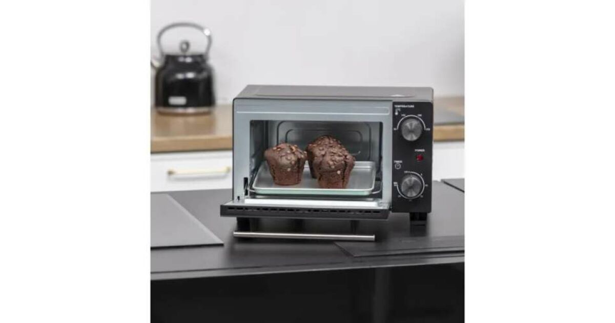 MPM MPE-13, 800W, 10L, 90-230°C, Schwarzer elektrischer Mini-Backofen ...