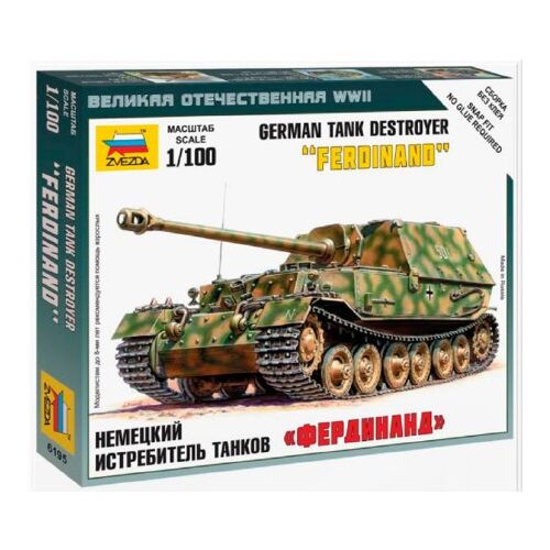 Zvezda Sd.Kfz.184 Ferdinand Heavy Tank Destroyer 1:100 makett harcjármű ...