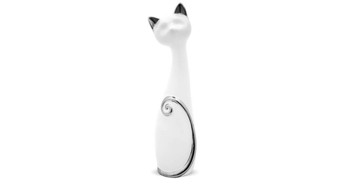 Fehér kerámia cica szobor - 26 cm | Pepita.hu