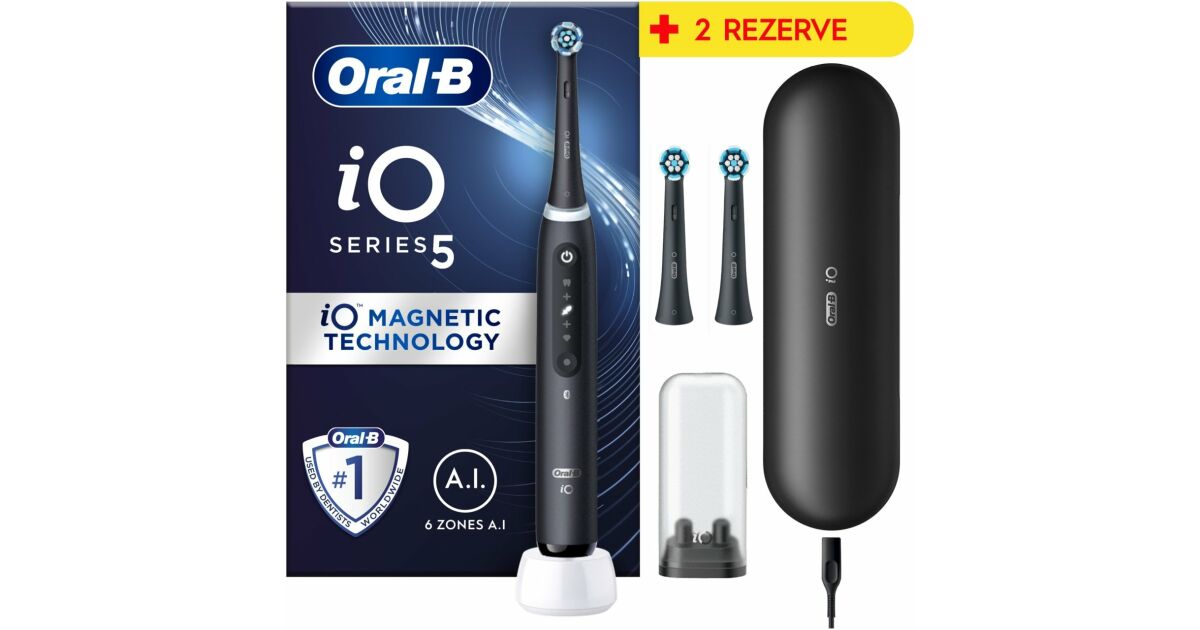Periuta de dinti electrica Oral-B iO5 cu Tehnologie Magnetica si Micro-Vibratii, Inteligenta ...