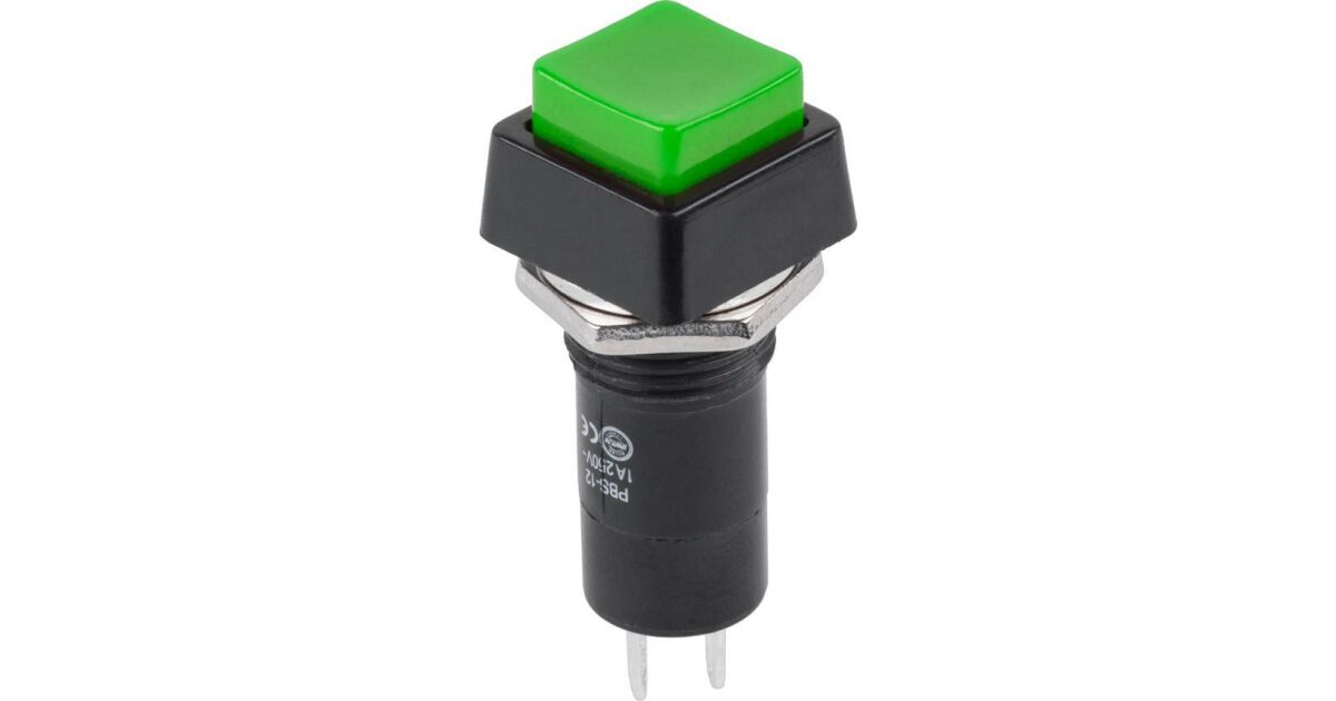 12 mm grüner bistabiler Druckknopfschalter (Ein/Aus, PBS12A) | Pepita.com