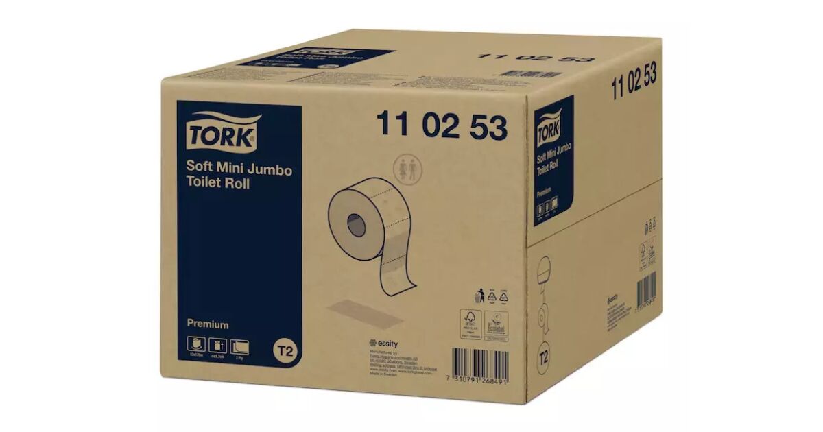 Tork toalettpapír T2 mini Jumbo Premium soft, 2r., fehér, 170m/tek, 12tek/karton | Pepita.hu