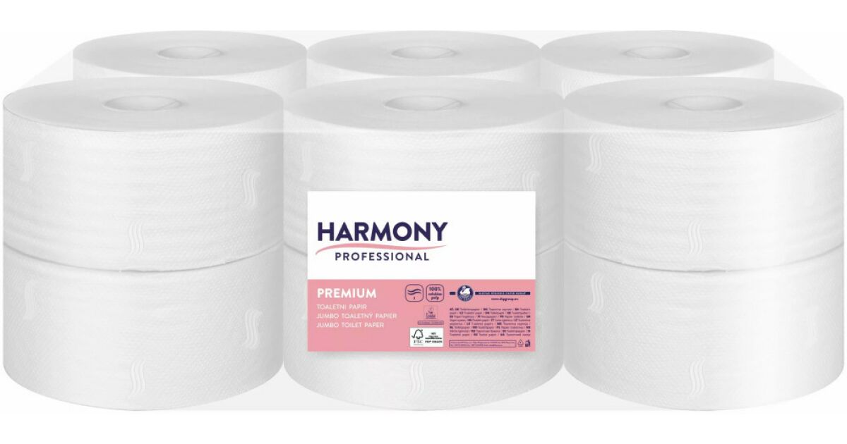 Harmony toalettpapír mini Jumbo 19cm-es, 2r., fehér, 120m/tek, 12tek ...