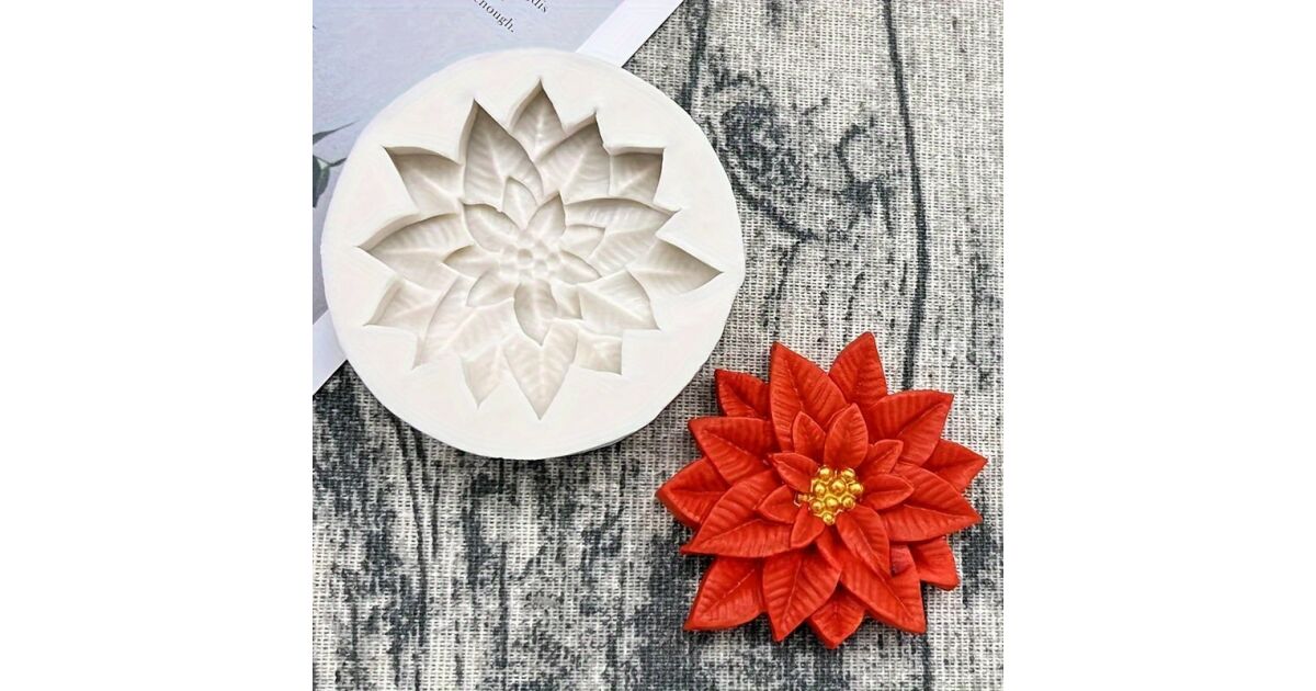 Formă de turnare din silicon pentru flori roșii de Crăciun, pentru copt ...