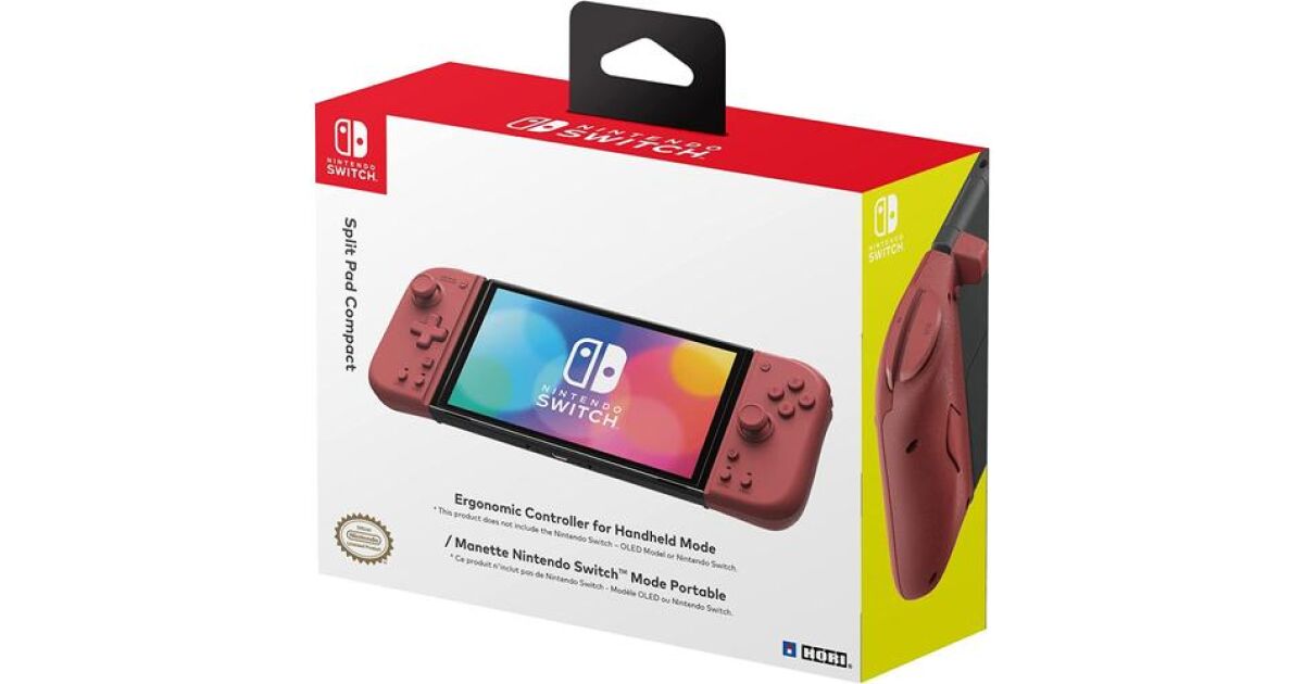 Hori Split Pad Compact, Nintendo Switch/OLED, Apricot Red, Joy-Con ...