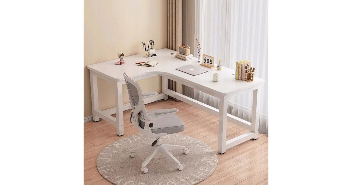 BIURKO NAROŻNE GAMINGOWE KOMPUTEROWE DUŻE NOWOCZESNE BIAŁE LOFT 120 CM ...
