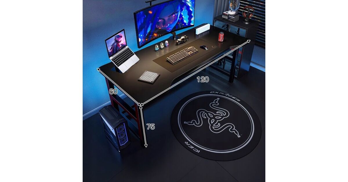 MASĂ DE JOC MODERNĂ CALCULATOR NEGRU LOFT 120 CM | Pepita.com