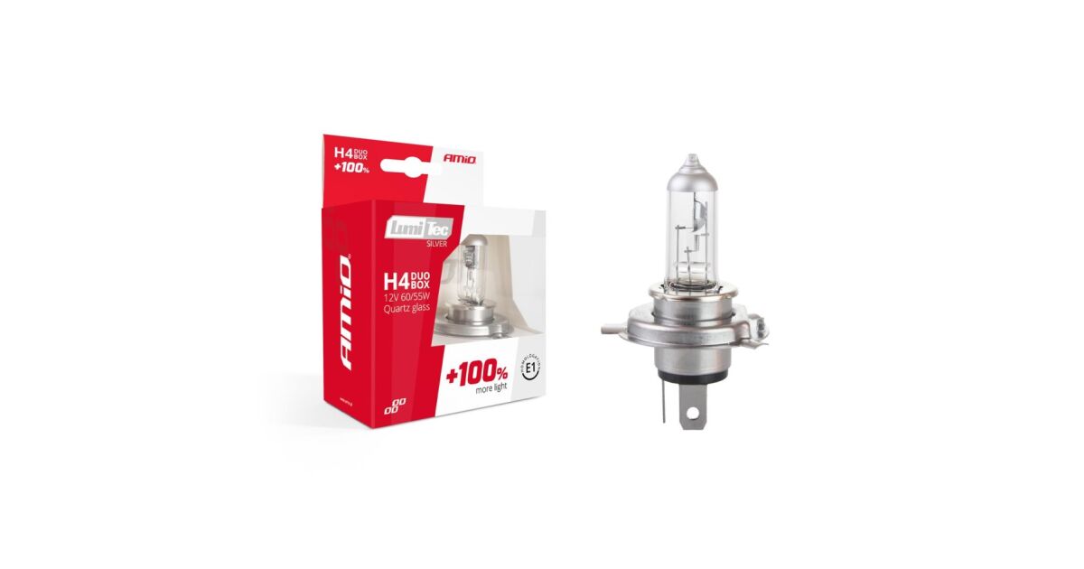 Set becuri cu halogen H4 12V 60 / 55W LumiTec SILVER + 100% DUO BOX ...