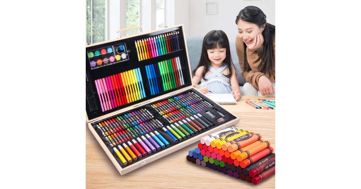 Set 180 piese pentru desen pentru copii sau adulti, creioane colorate ...