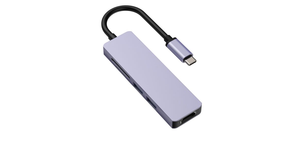 Adaptor MultiHub, multiport, 5 in 1 USB-C la HDMI 4k/HD + 2 porturi USB ...