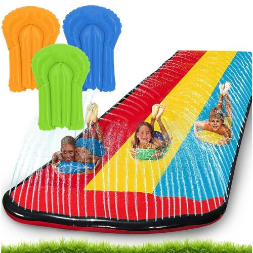 Tobogan de apa triplu cu 3 placi gonflabile, 480x205cm, pentru copii ...