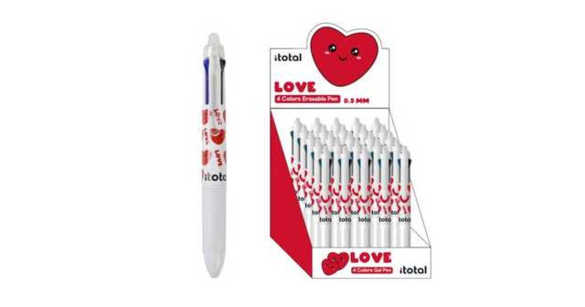 Pix erasable, multicolor, cu mecanism retractabil, 4 culori, cu design ...