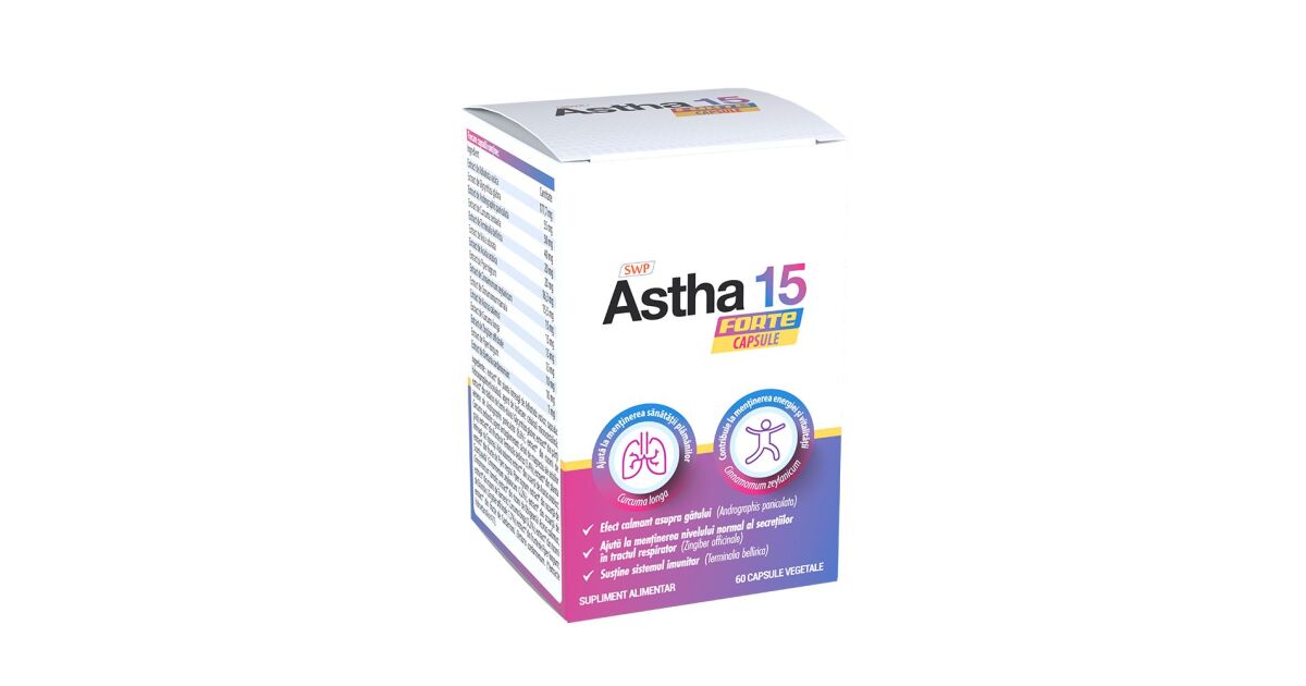 Recenzii: Astha 15 Forte, 60 capsule vegetale, Sun Wave Pharma | Pepita.com