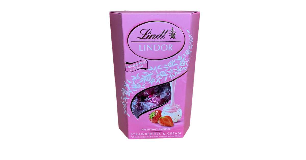 Lindt Lindor Fehér Csokoládé-Epres Trüffel - 200g | Pepita.hu