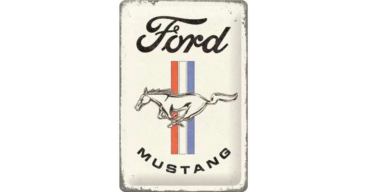RETRO Ford Mustang - Logo Horse and Stripes - Kovový štítok | Pepita.com