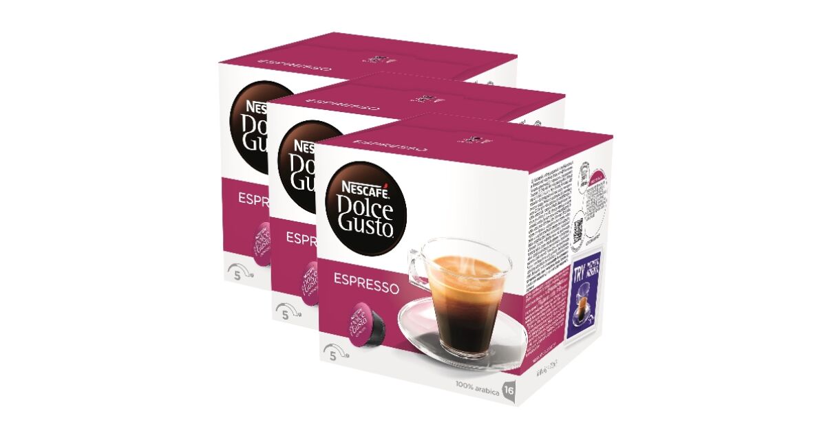 3 db Nescafé Dolce Gusto Espresso kapszula készlet, 48 kapszula, 264 g ...