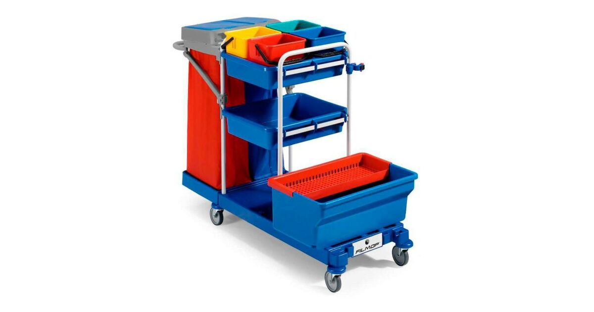 FILMOP Morgan 3060 takarítókocsi 4x6L vödörrel + 35L-es impregnált ...