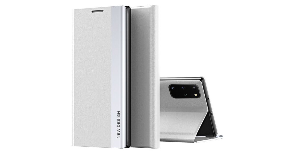 Samsung Galaxy S25 SM-S931, Husă cu deschidere laterală, suport, Wooze Silver Line, gri deschis ...