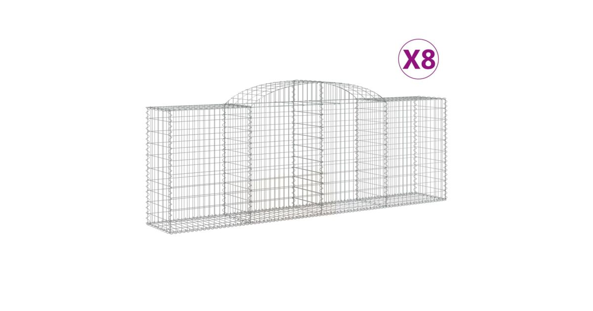 8 buc. coș gabion arcuit din fier zincat 300 x 50 x 100/120 cm | Pepita.com