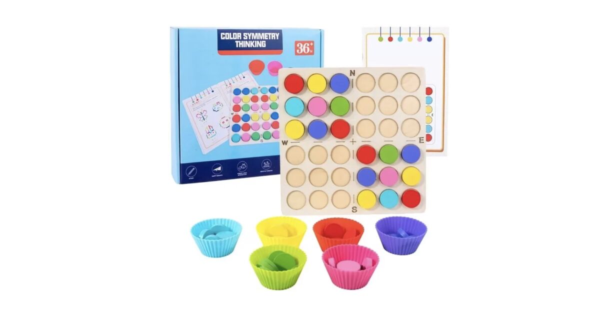 Joc Montessori cu jetoane colorate de logica, memorie si asociere ...