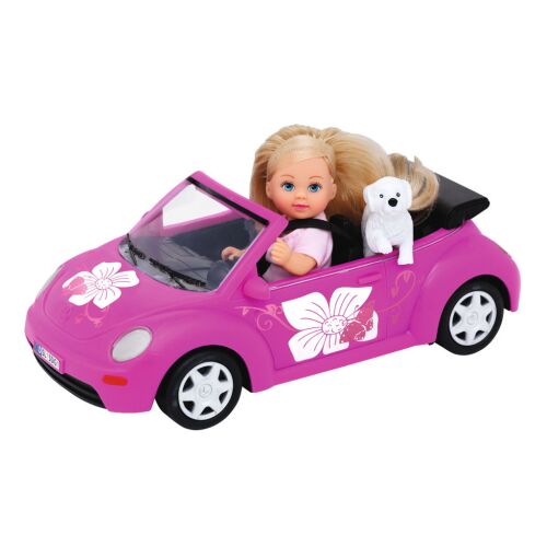 PUPPE EVI MIT DEM BEETLE-AUTO UND DEM WELPEN | Pepita.com