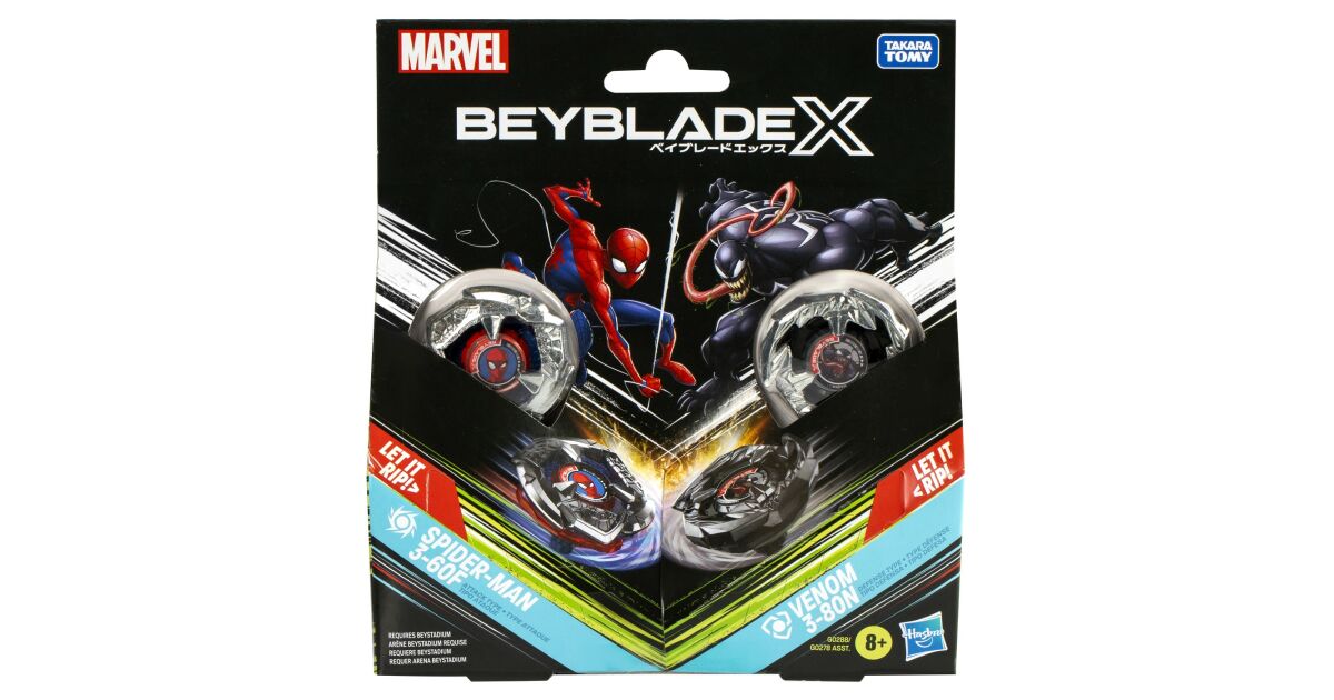 BEYBLADE X MARVEL MARVEL MARVEL SET DUO SPIDER MAN 3-60F SI VENOM 3-80N ...