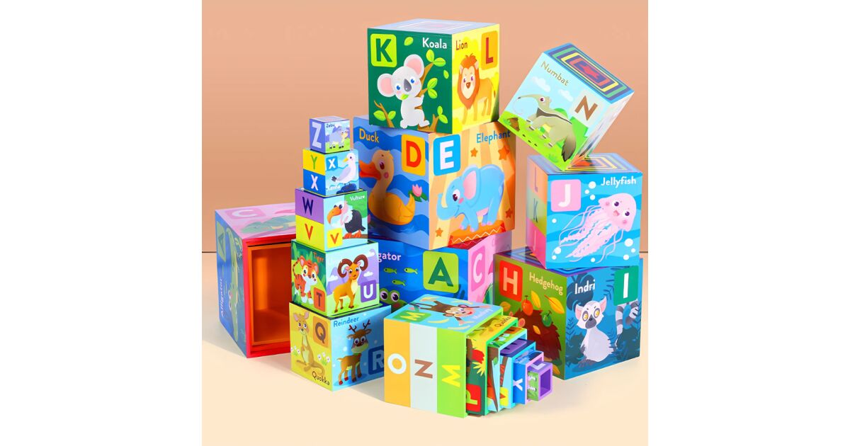 Torony 10 JOZY® kocka, oktató, kreatív játék, ábécé tanulása, állatok ...