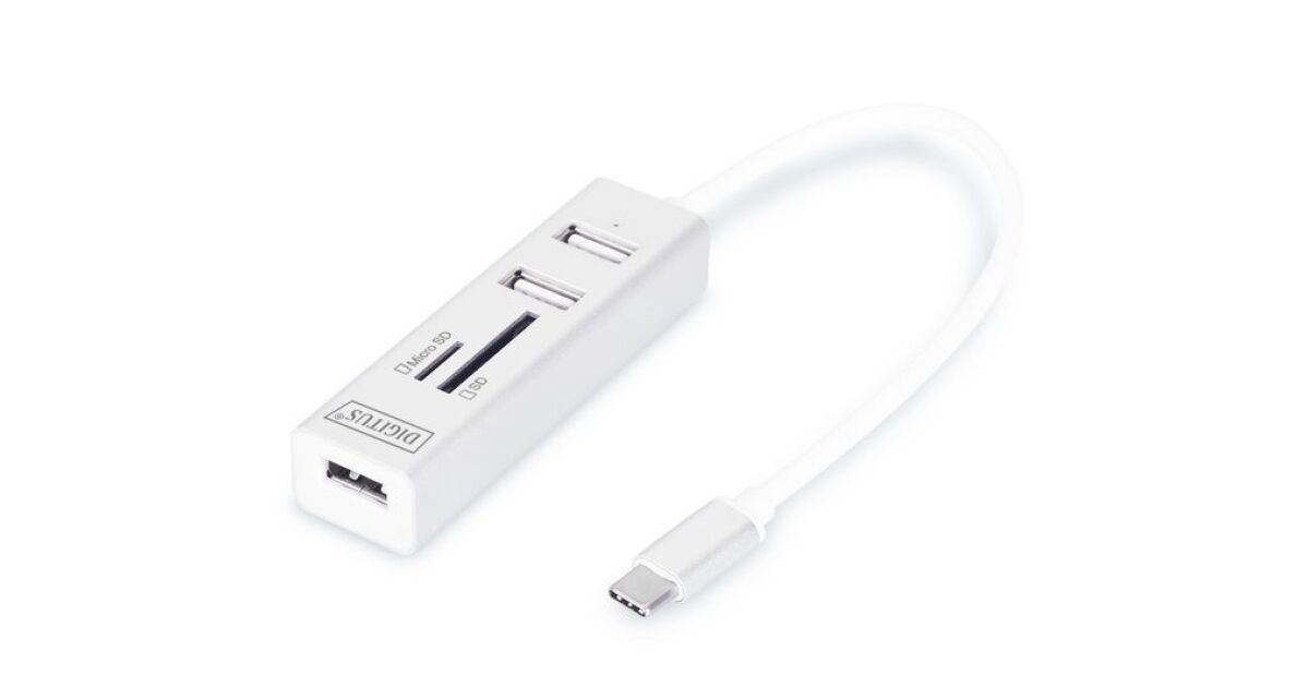 Digitus USB Type-C OTG 3-Port HUB + Card Reader White | Pepita.hu