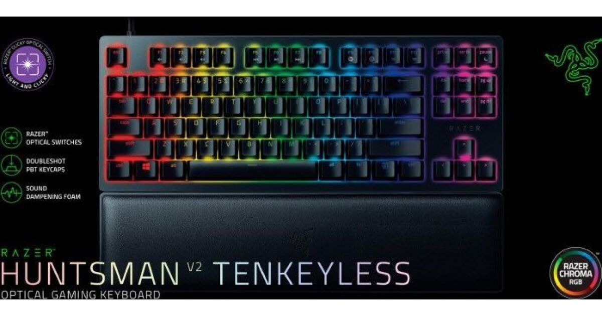 Razer Huntsman V2 Tenkeyless Linear Optical Purple Switch Keyboard ...