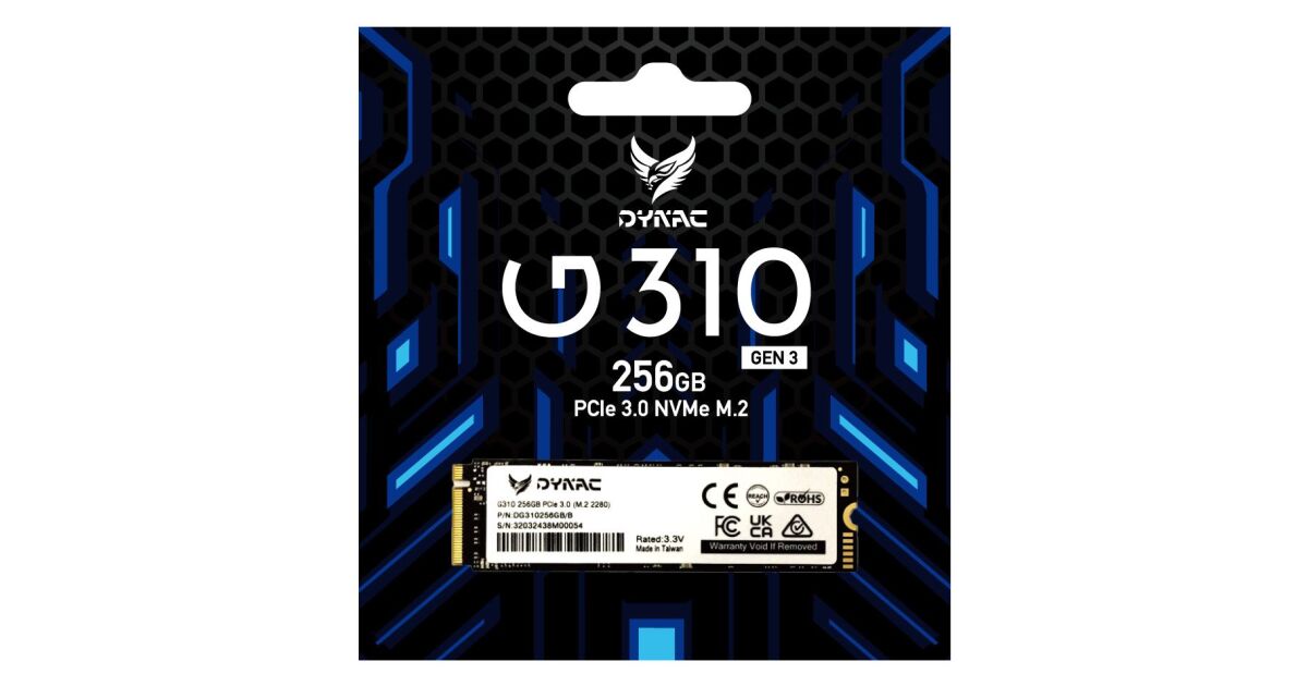 DYNAC G310 256 GB M.2 PCI Express 3.0 NVMe 3D TLC NAND SSD meghajtó | Pepita.hu