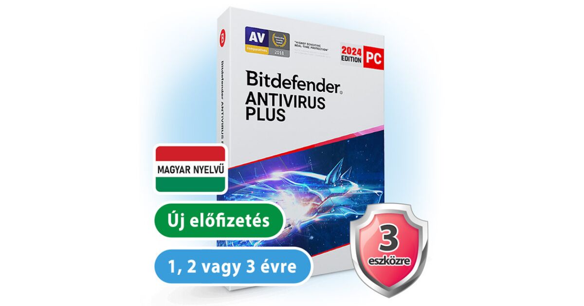 Bitdefender Antivirus Plus 3 Eszköz/ 1 Év | Pepita.hu