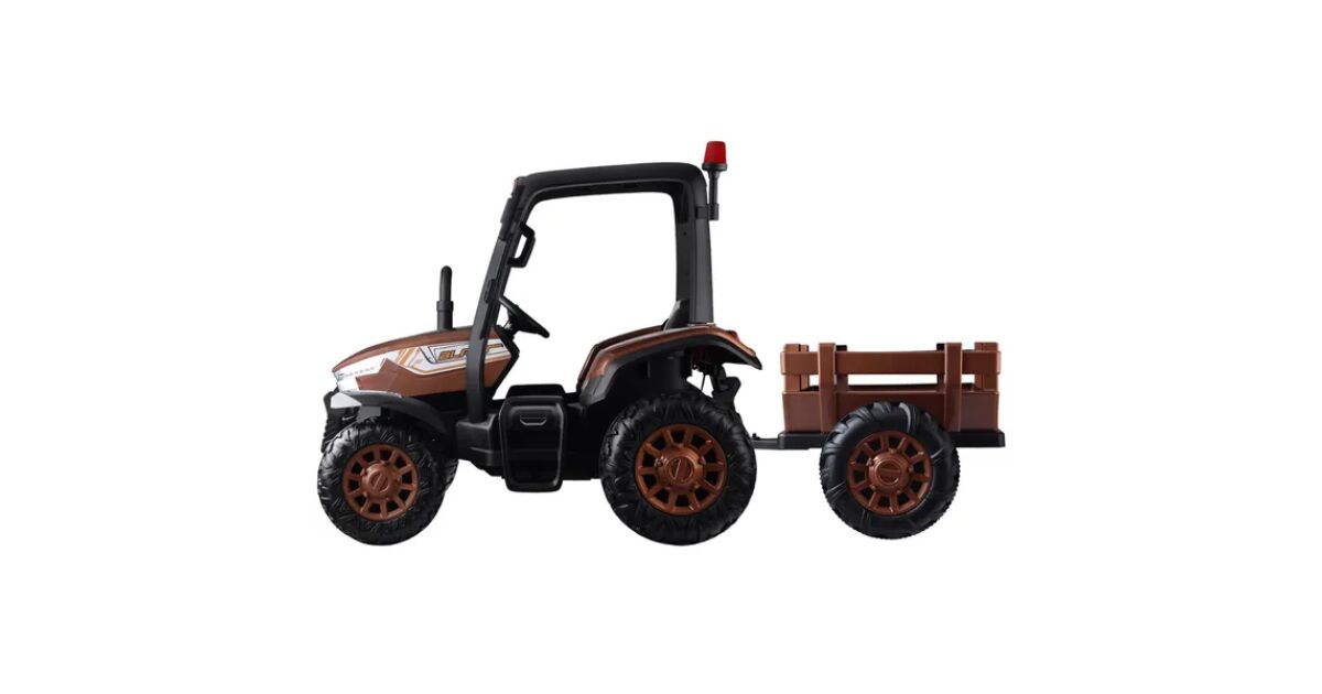 Elektromos gyerek traktor 4x4 pótkocsival, 12V, távirányítóval, LED ...