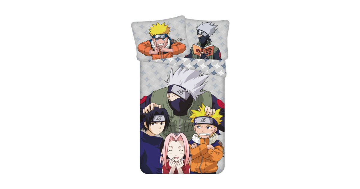 Naruto graues Bettlaken 140×200cm, 70×90 cm | Pepita.com