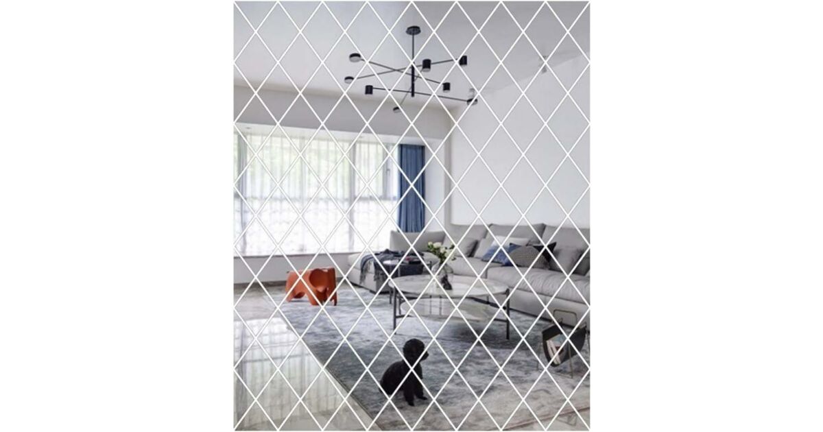 Set 58 Oglinzi Acrilice din PVC, in forma de Romb, Autoadezive pentru ...