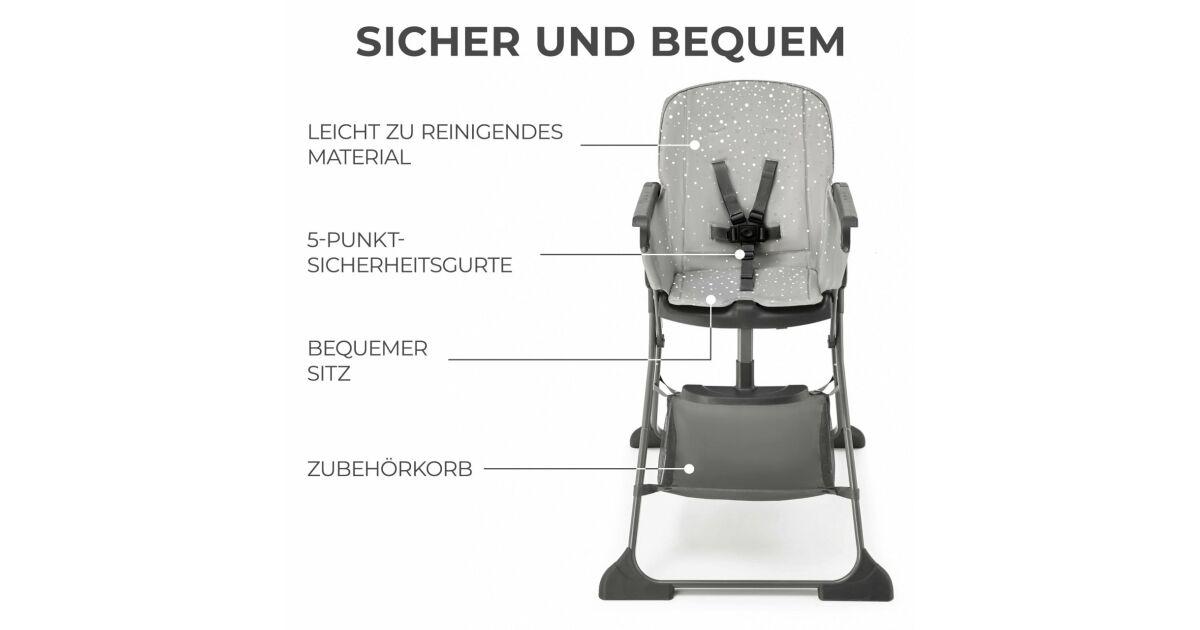 Scaun inalt Kinderkraft FOLDEE Bebelus, Scaun pentru copii de la 6 luni ...