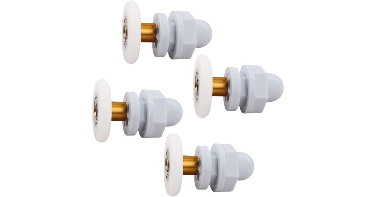 Set 4 role cabina dus, Plastic/Cupru, 42 x 23 mm, Alb/Auriu | Pepita.com