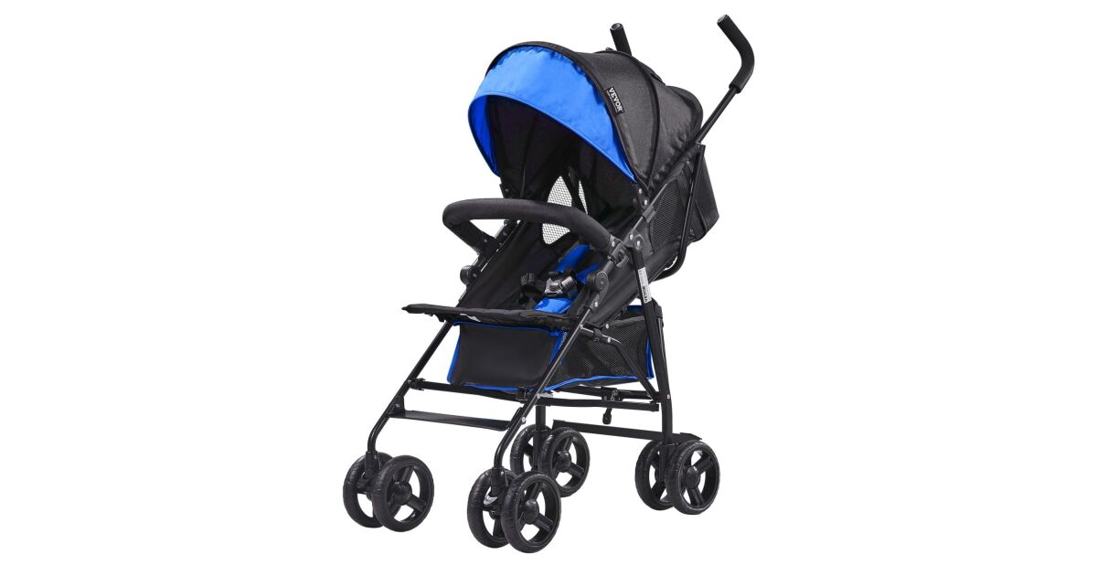 Carucior usor VEVOR, compact, usor de pliat, cu spatar reglabil, cadru ...