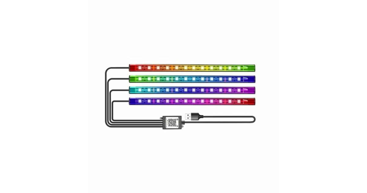 Lumini Ambientale Auto Kit interior cu 18 LED-uri RGB cu Conectare prin ...